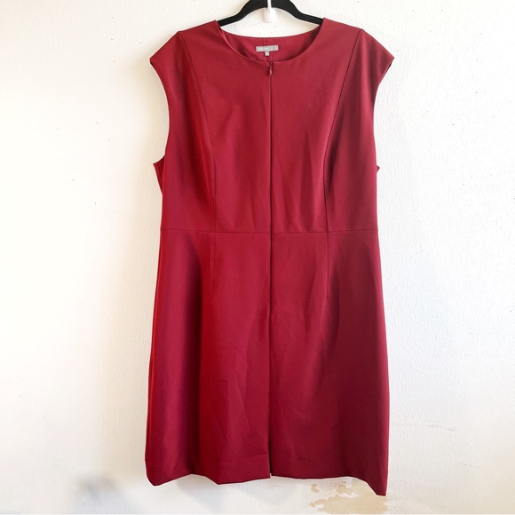 jaeger | Dresses | Jaeger Dress Burgundy Red Front Zip Cap Sleeve ...